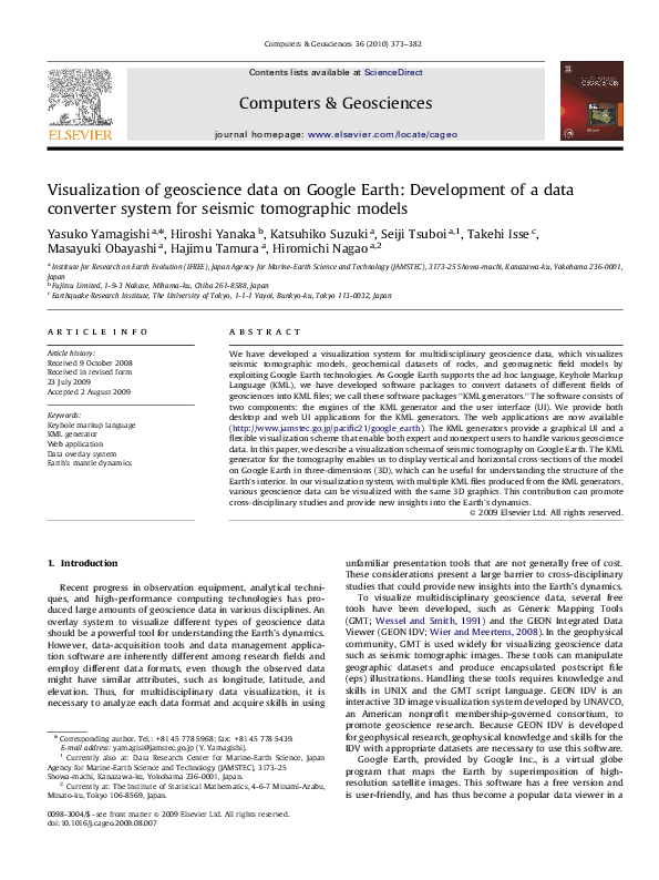 (PDF) Visualization of geoscience data on Google Earth: Development of ...