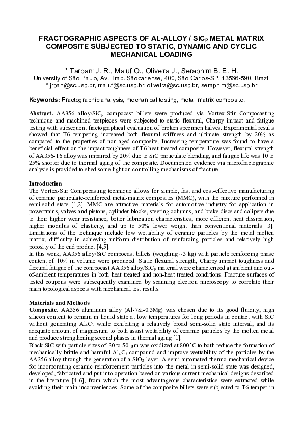 (PDF) Fractographic aspects of al-alloy-sicp metal matrix composite subjected to static, dynamic ...