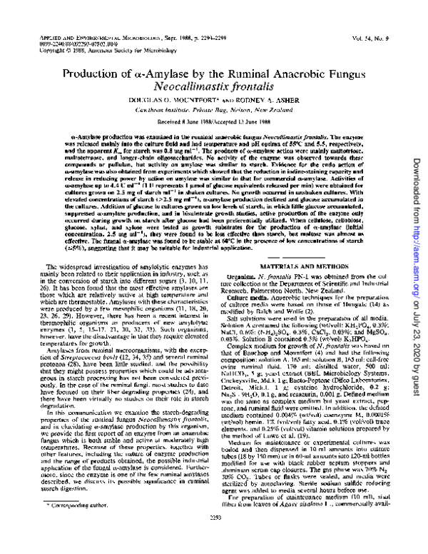 (PDF) Production of α-Amylase by the Ruminal Anaerobic Fungus ...