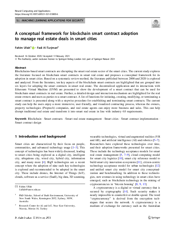 Pdf A Conceptual Framework For Blockchain Smart Contract Adoption To