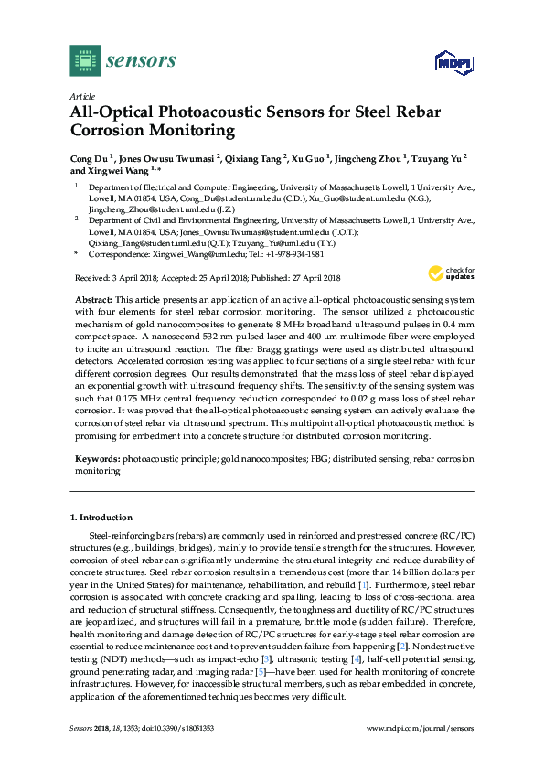 (PDF) All-Optical Photoacoustic Sensors for Steel Rebar Corrosion ...