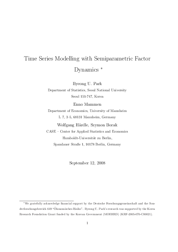 Pdf Time Series Modelling With Semiparametric Factor Dynamics Byeong Park