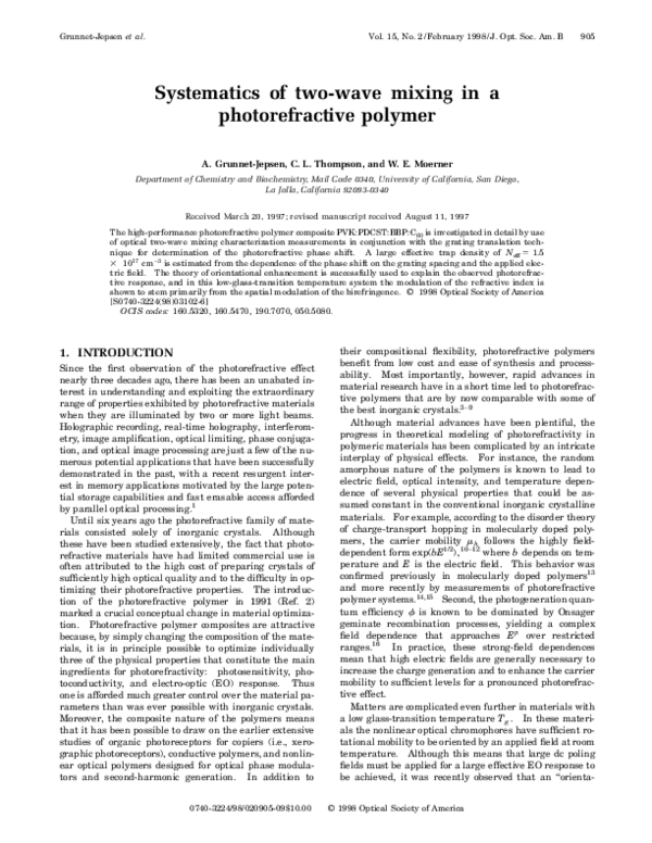 (PDF) Two-Wave Mixing in a Photorefractive Polymer