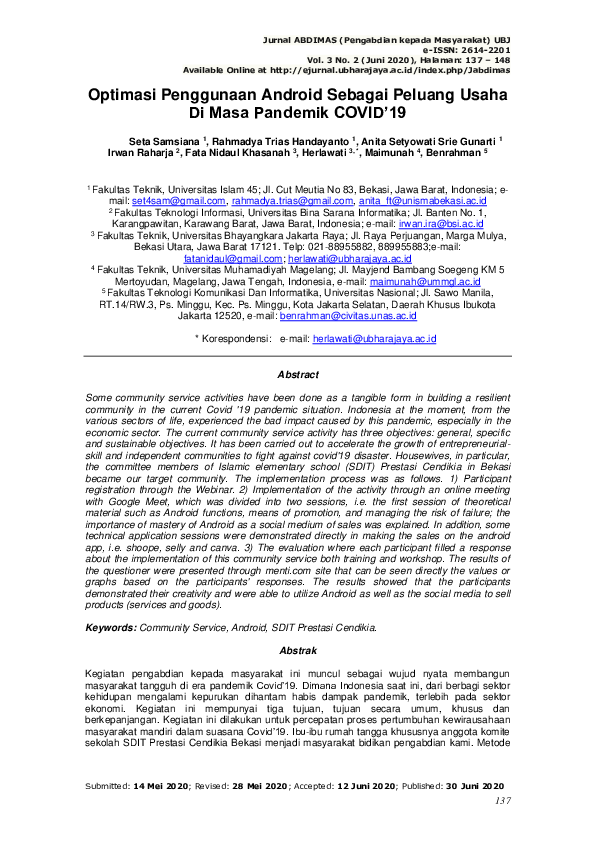 (PDF) Optimasi Penggunaan Android Sebagai Peluang Usaha Di Masa ...