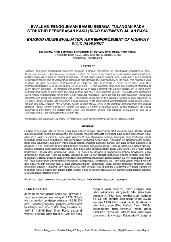 (PDF) Bambu Sebagai Tulangan Pada Perkerasan Kaku (Rigid Pavement ...