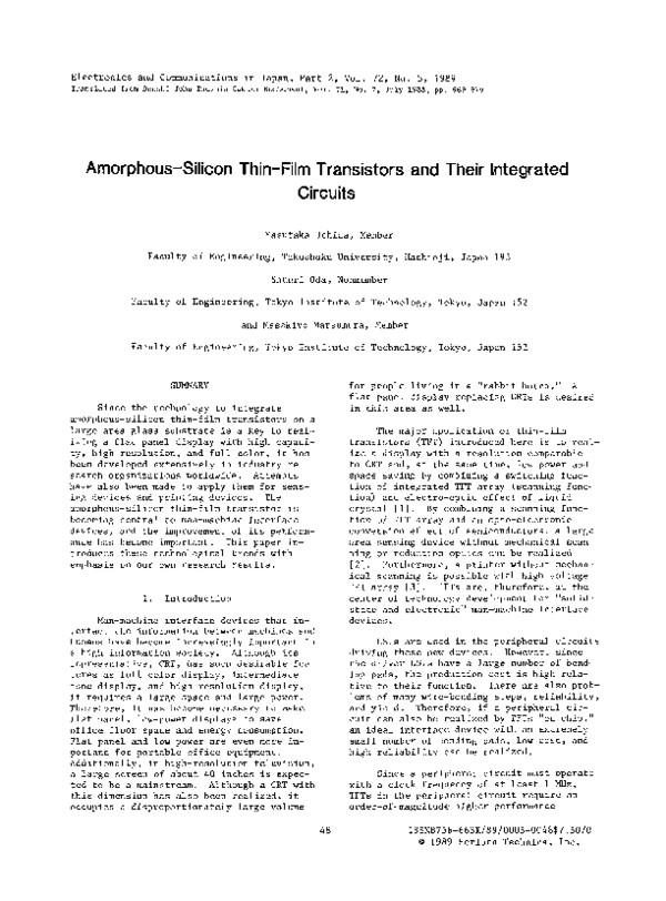 (PDF) Amorphous—silicon thin—film transistors and their integrated ...