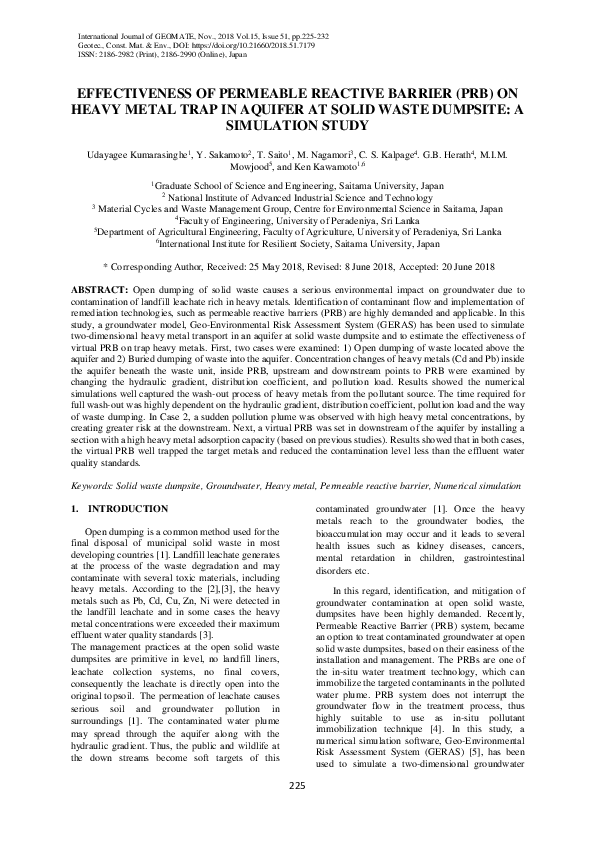 (PDF) Effectiveness of Permeable Reactive Barrier (PRB) on Heavy Metal ...