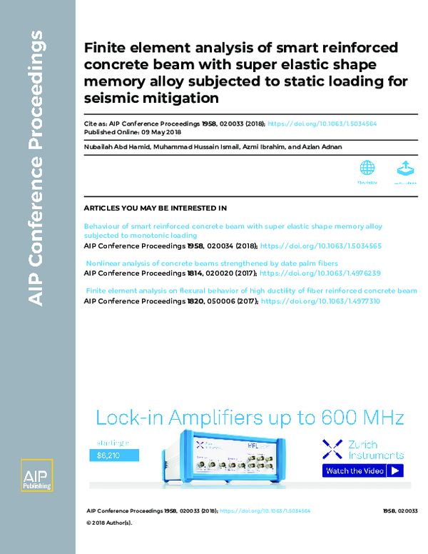 (PDF) Finite element analysis of smart reinforced concrete beam with super elastic shape memory ...