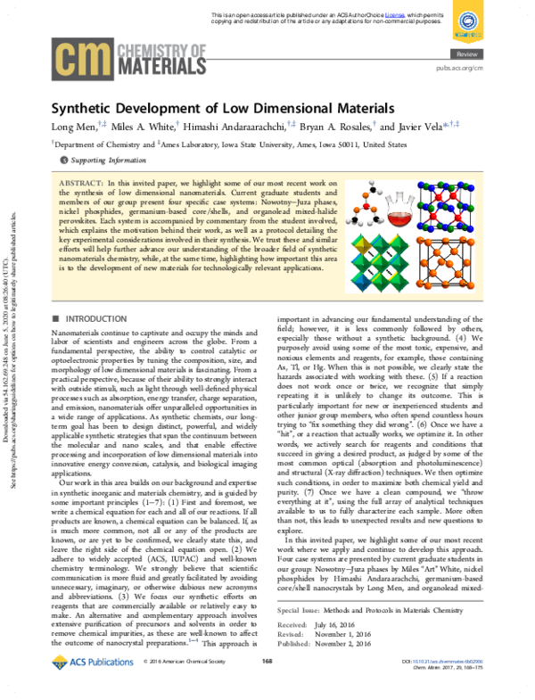 (PDF) Synthetic Development of Low Dimensional Materials