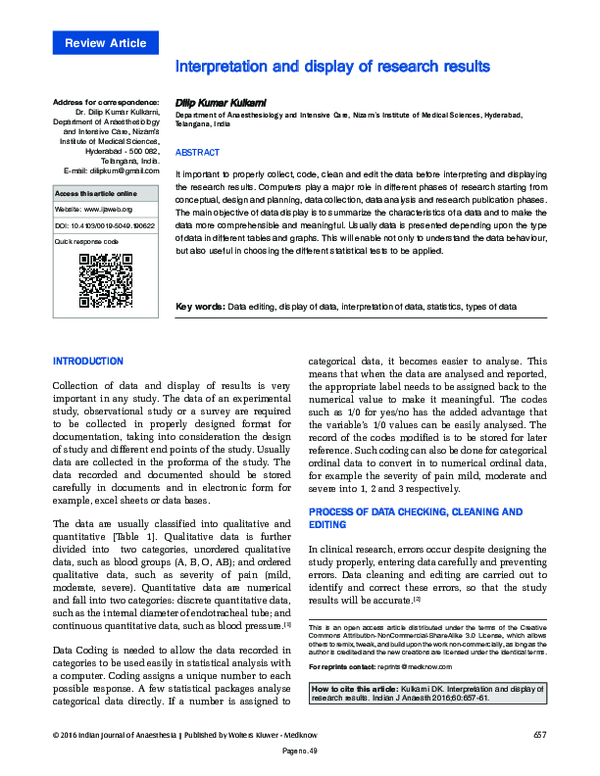 (PDF) Interpretation and display of research results