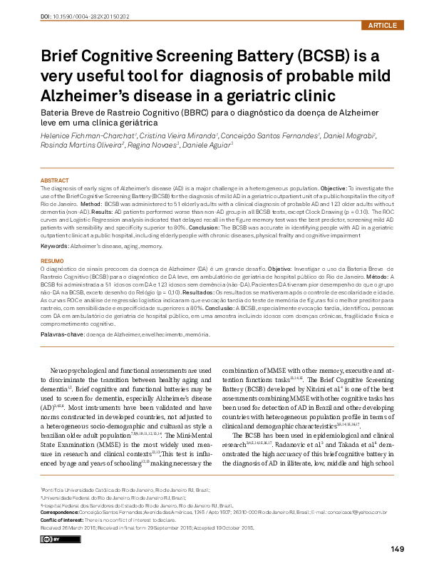 (PDF) Brief Cognitive Screening Battery (BCSB) is a very useful tool ...