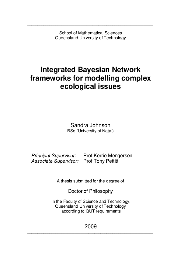 (PDF) Integrated Bayesian network frameworks for modelling complex ecological issues | Sandra ...