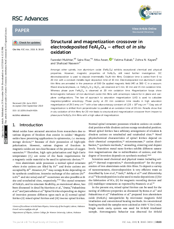 (PDF) Structural and magnetization crossover in electrodeposited ...