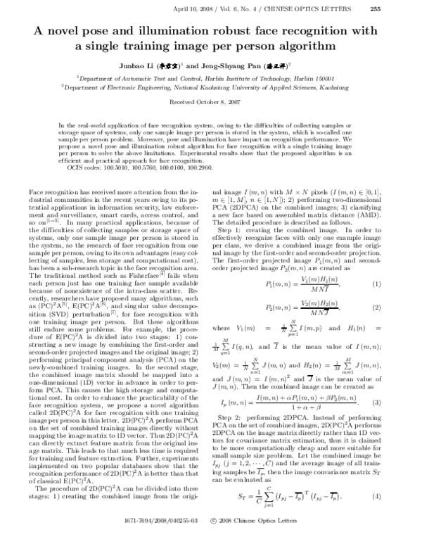 (PDF) A novel pose and illumination robust face recognition with a single training image per ...