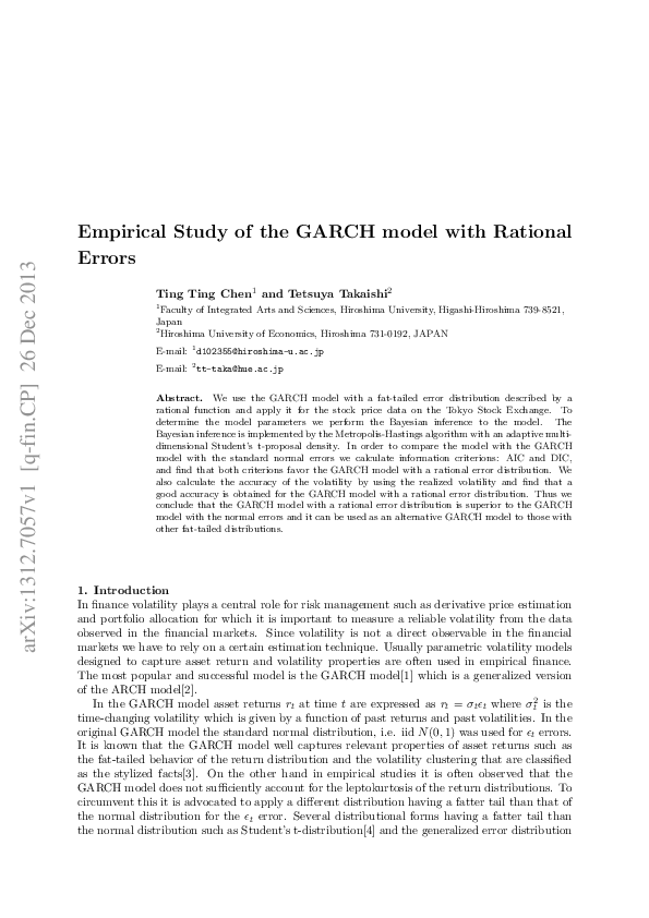 (PDF) Empirical study of the GARCH model with rational errors