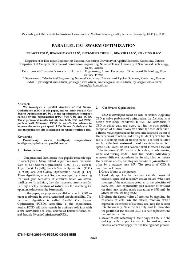 Parallel Cat Swarm Optimization