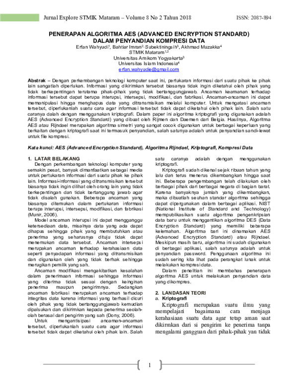 (PDF) Penerapan Algoritma Aes (Advanced Encryption Standard) Dalam ...