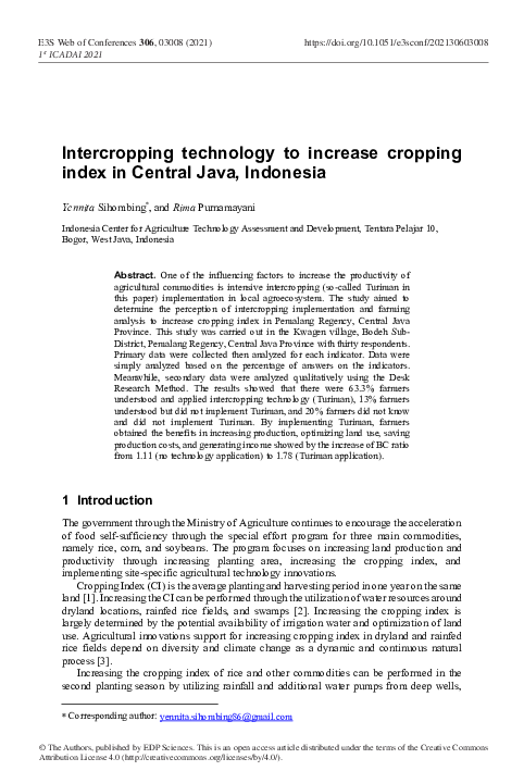 (PDF) Intercropping technology to increase cropping index in Central ...