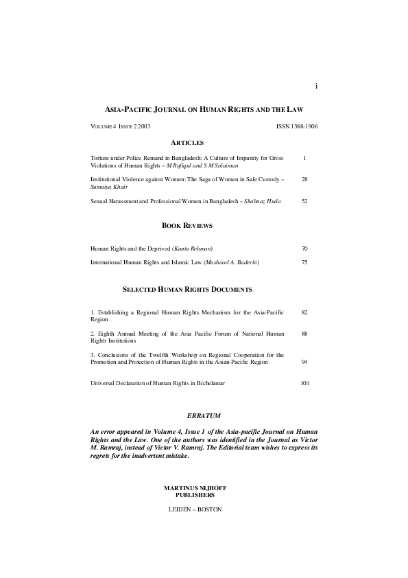 (PDF) Torture under Police Remand in Bangladesh: A Culture of Impunity ...