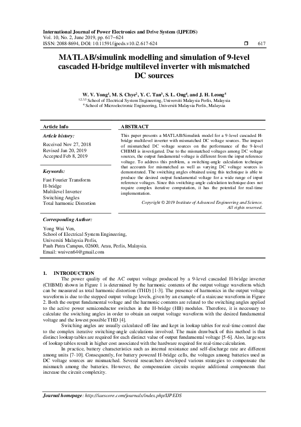 (PDF) MATLAB/simulink modelling and simulation of 9-level cascaded H ...