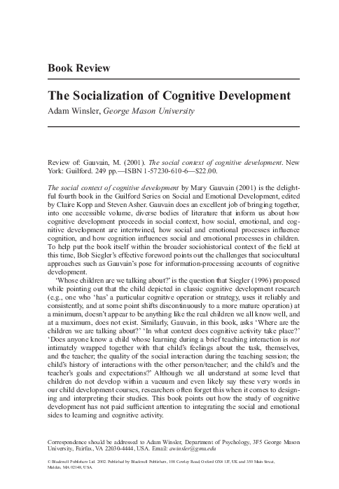 (PDF) The Socialization of Cognitive Development