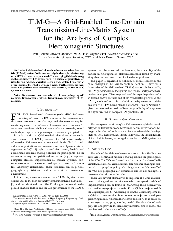 (PDF) TLM-G-a grid-enabled time-domain transmission-line-matrix system for the analysis of ...