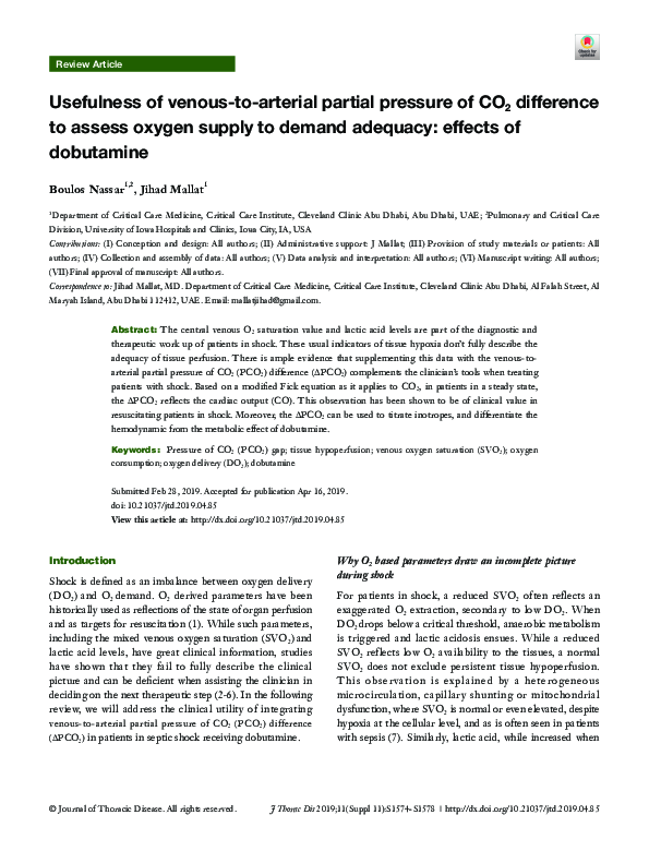(PDF) Usefulness of venous-to-arterial partial pressure of CO2 ...