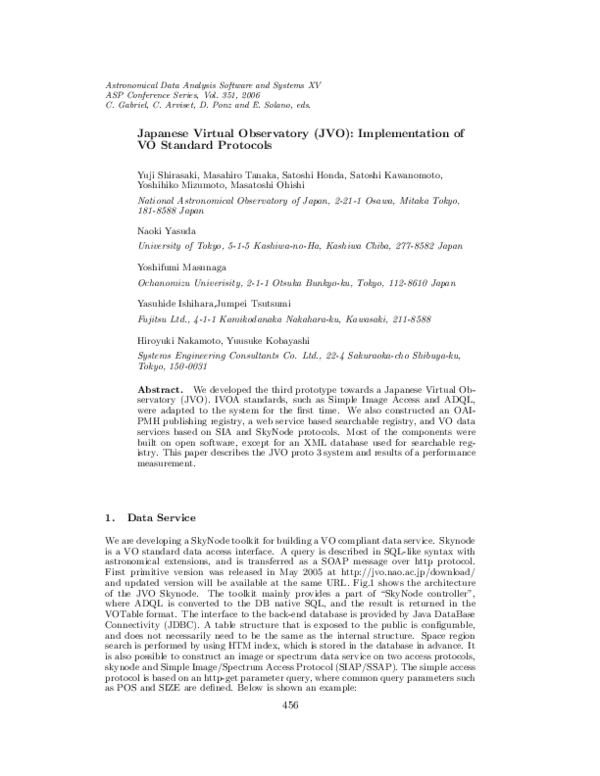 (PDF) Japanese Virtual Observatory (JVO): implementation of VO standard ...