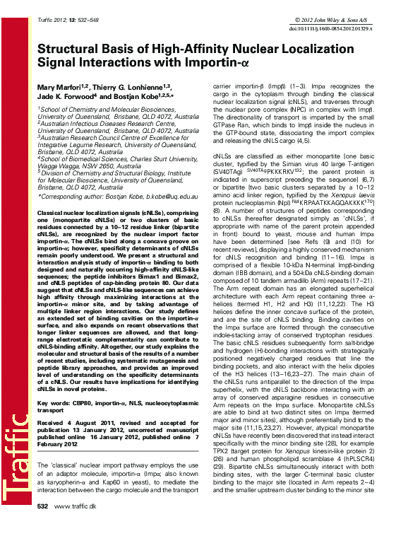 (PDF) Structural Basis of High-Affinity Nuclear Localization Signal ...
