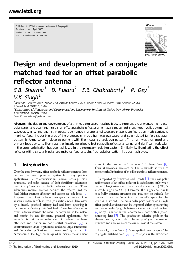 (PDF) Design and development of a conjugate matched feed for an offset ...