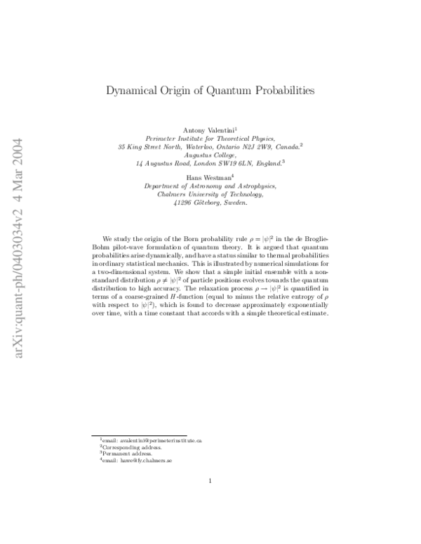 (PDF) Dynamical origin of quantum probabilities