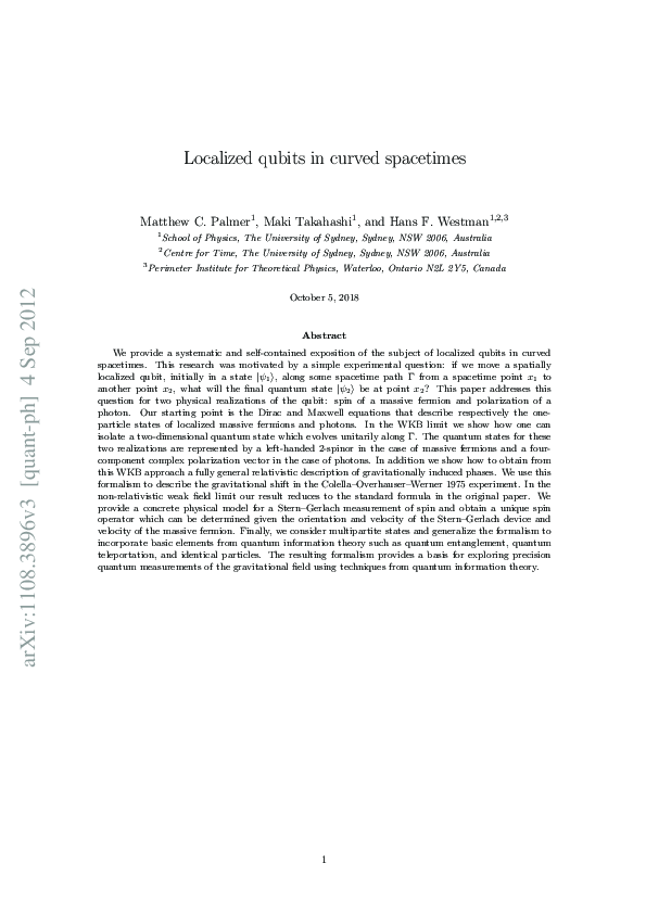 (PDF) Localized qubits in curved spacetimes