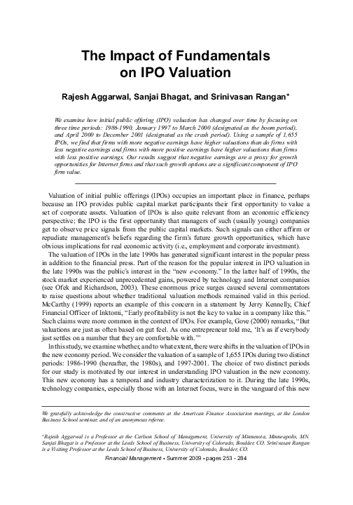 (PDF) The Impact of Fundamentals on IPO Valuation