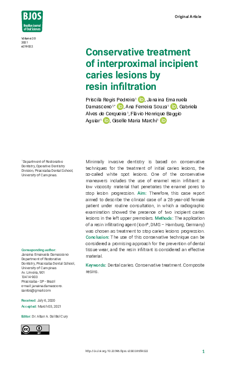 (PDF) Conservative treatment of interproximal incipient caries lesions ...