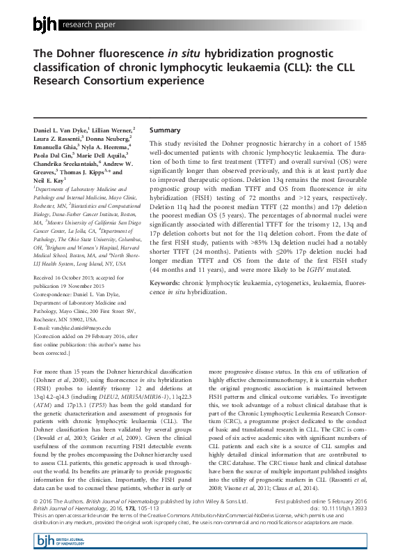 (PDF) The Dohner fluorescence in situ hybridization prognostic ...
