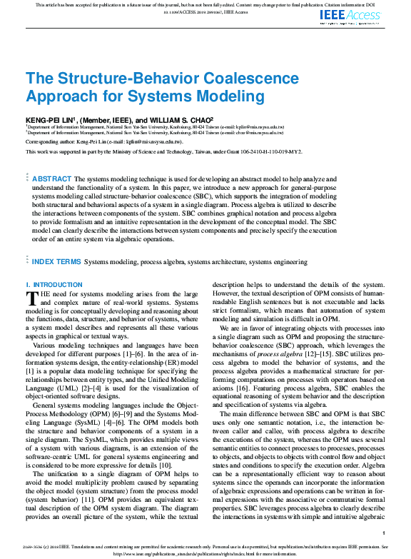 (PDF) The Structure-Behavior Coalescence Approach for Systems Modeling | William S. Chao ...