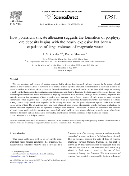 (PDF) How potassium silicate alteration suggests the formation of ...