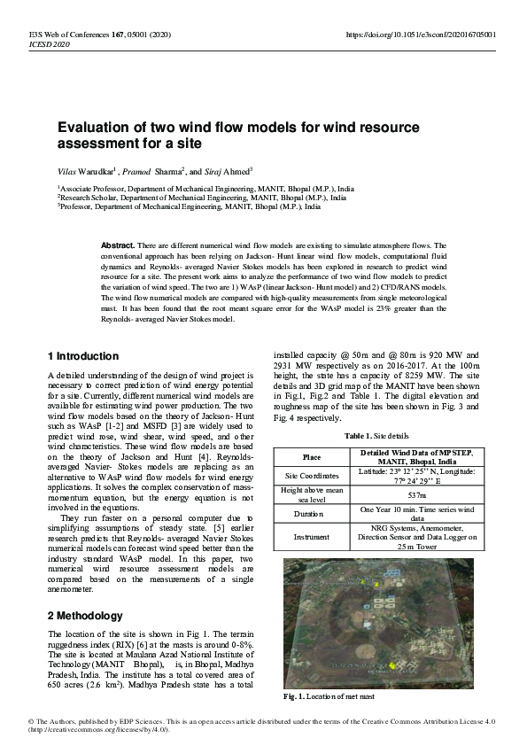 (PDF) Evaluation of two wind flow models for wind resource assessment ...