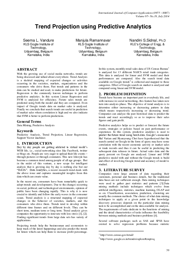 (PDF) Trend Projection using Predictive Analytics