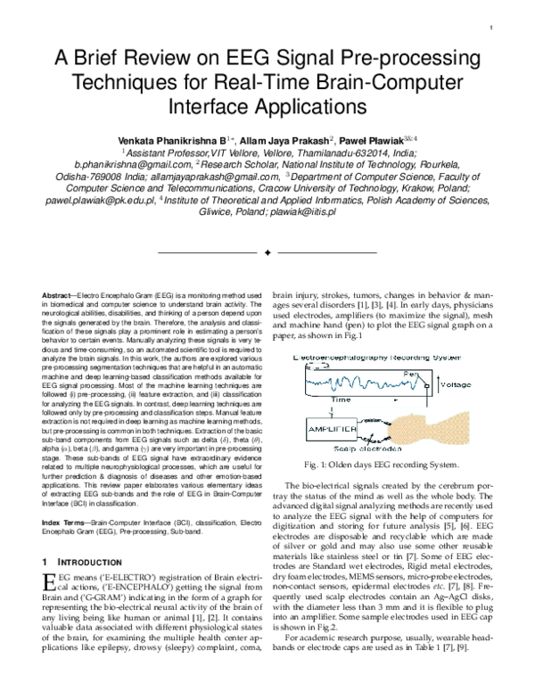 (PDF) A Brief Review on EEG Signal Pre-processing Techniques for Real ...
