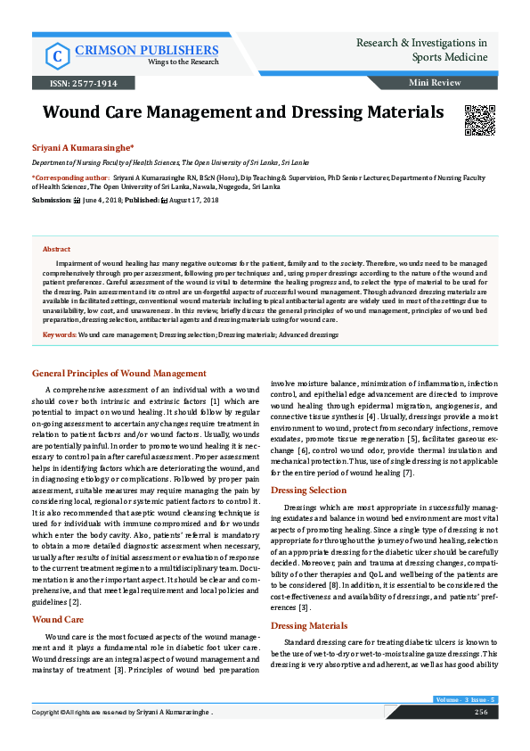 (PDF) Wound care management and dressing materials