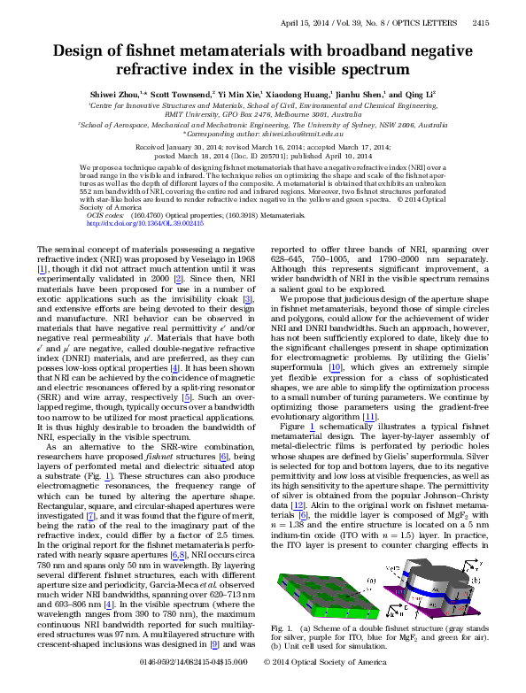 (PDF) Design of fishnet metamaterials with broadband negative ...