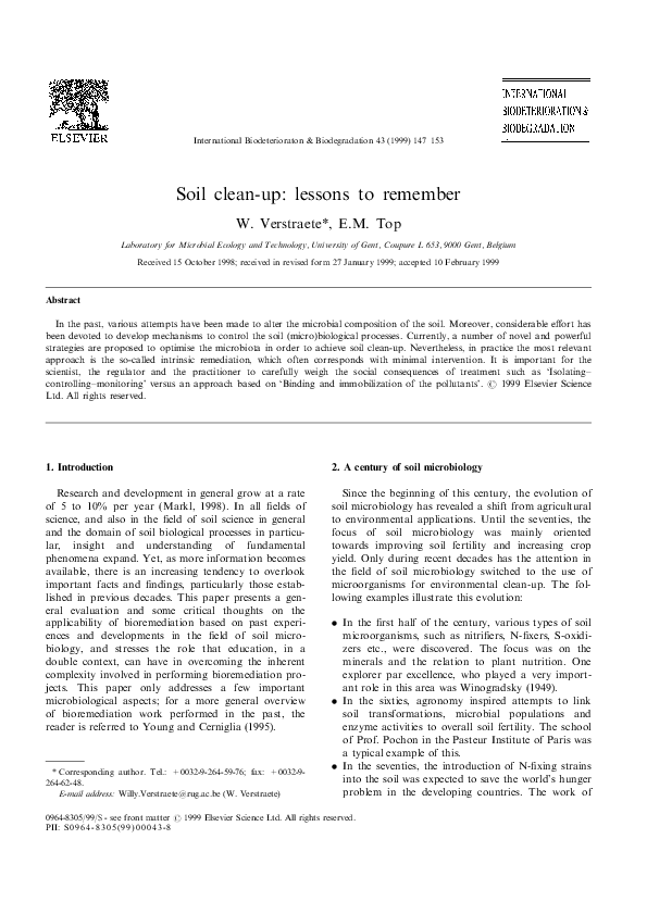 (PDF) Soil clean-up: lessons to remember