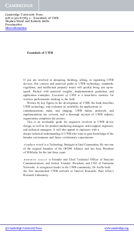 (PDF) Essentials of UWB