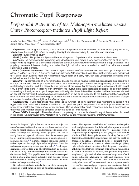 (PDF) Chromatic Pupil Responses