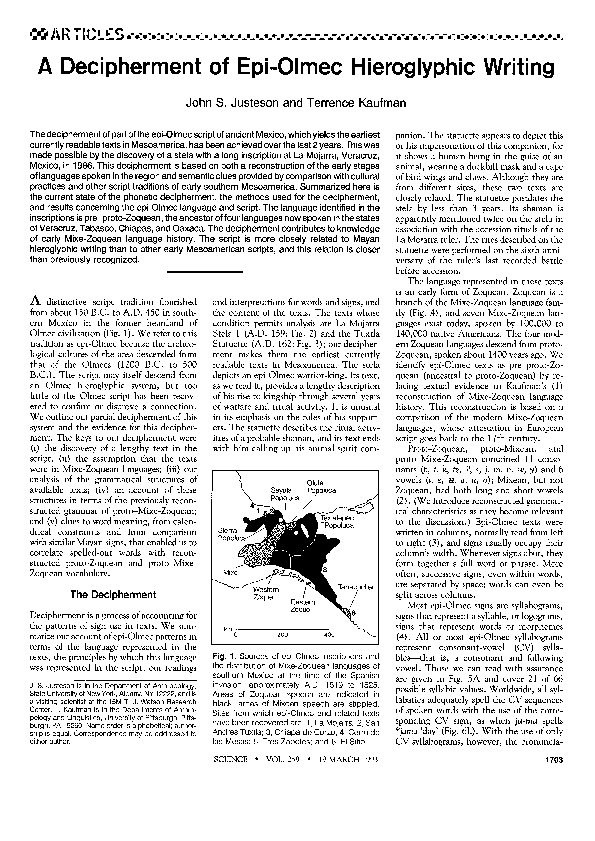 (PDF) A Decipherment of Epi-Olmec Hieroglyphic Writing