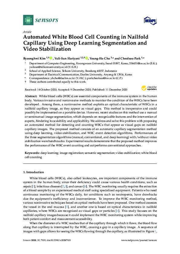 (PDF) Automated White Blood Cell Counting in Nailfold Capillary Using ...