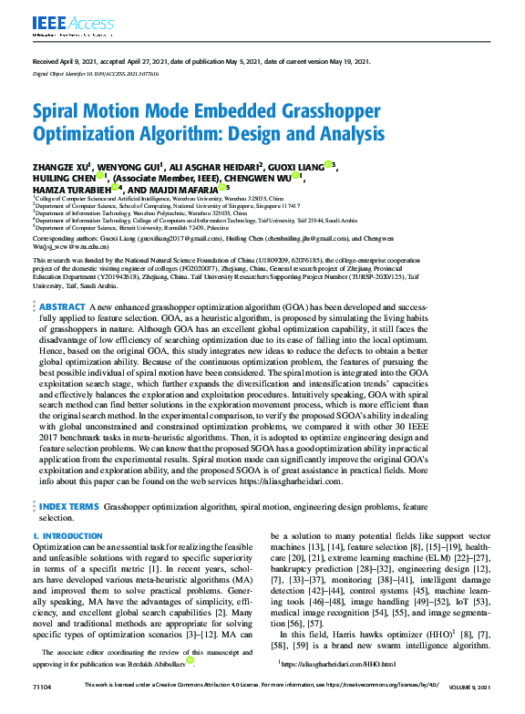 (PDF) Spiral Motion Mode Embedded Grasshopper Optimization Algorithm: Design and Analysis