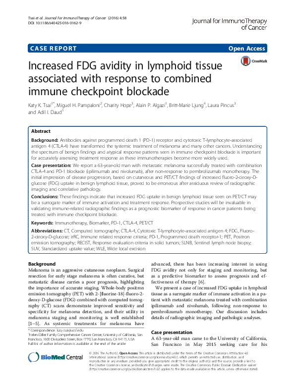 (PDF) Increased FDG avidity in lymphoid tissue associated with response ...