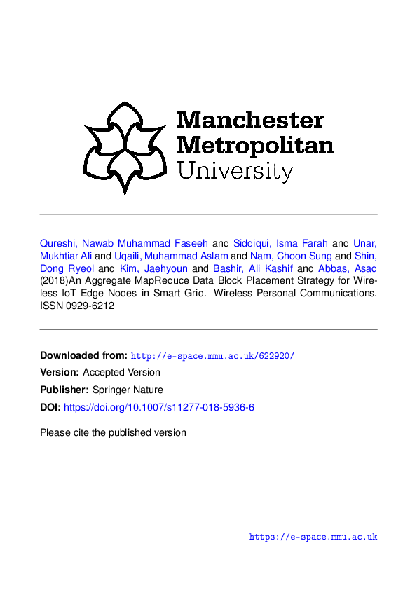 (PDF) An Aggregate MapReduce Data Block Placement Strategy for Wireless IoT Edge Nodes in Smart Grid